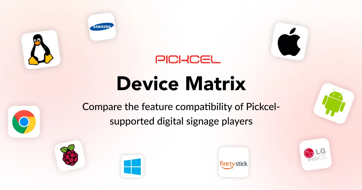 Compare digital signage media players | Pickcel device matrix | Pickcel