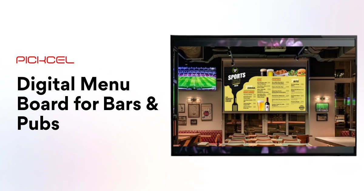 Digital Menu Board for Bars & Pubs