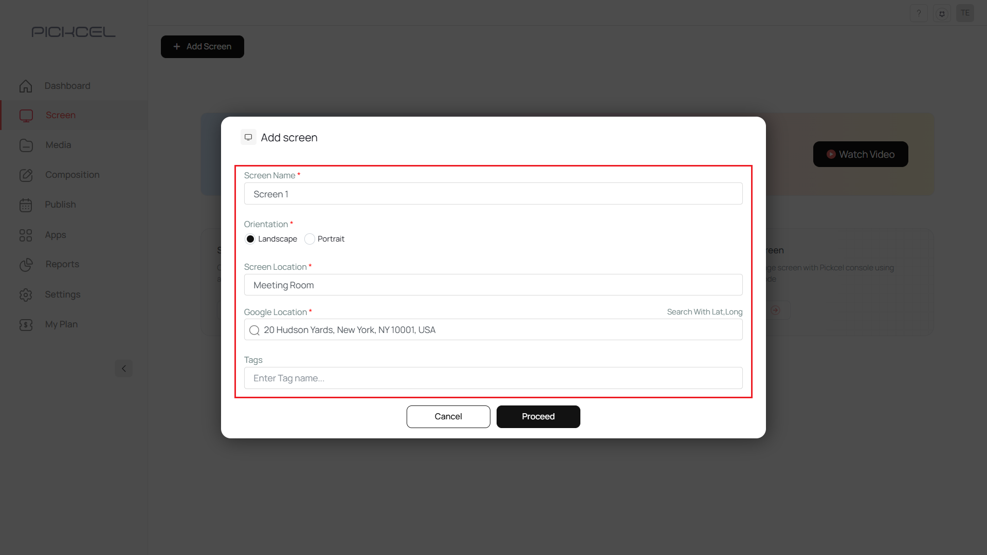 How to register a screen with Pickcel Console - Pickcel